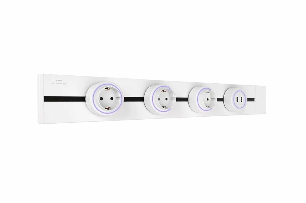 Трековая система, накладная металлическая шина 60см + 3 EU розетки+2USB, белый, розетка-трек
