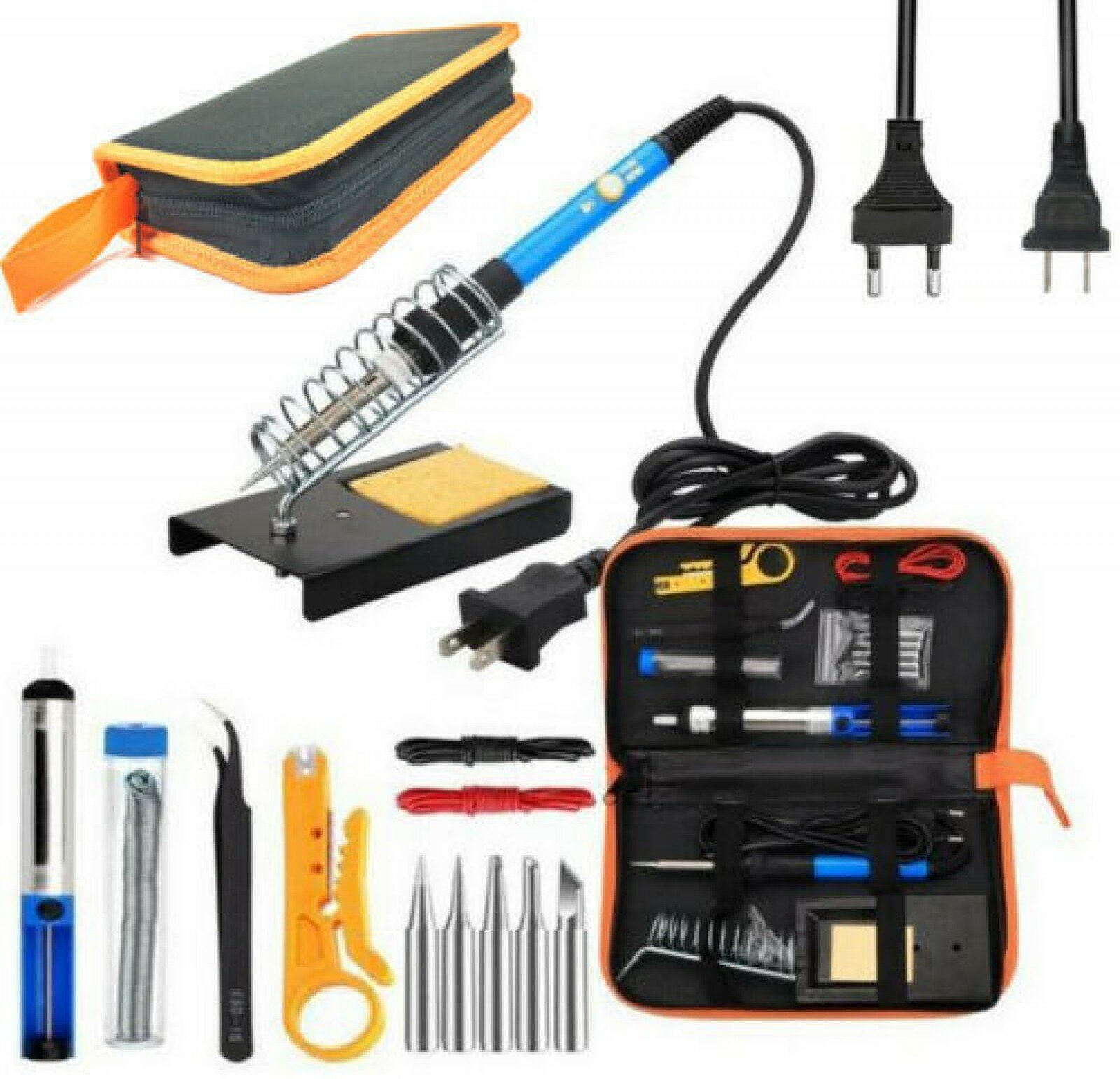 Набор электрических паяльников MyPads с регулируемой температурой 60 Вт, паяльная помпа и набор насадок