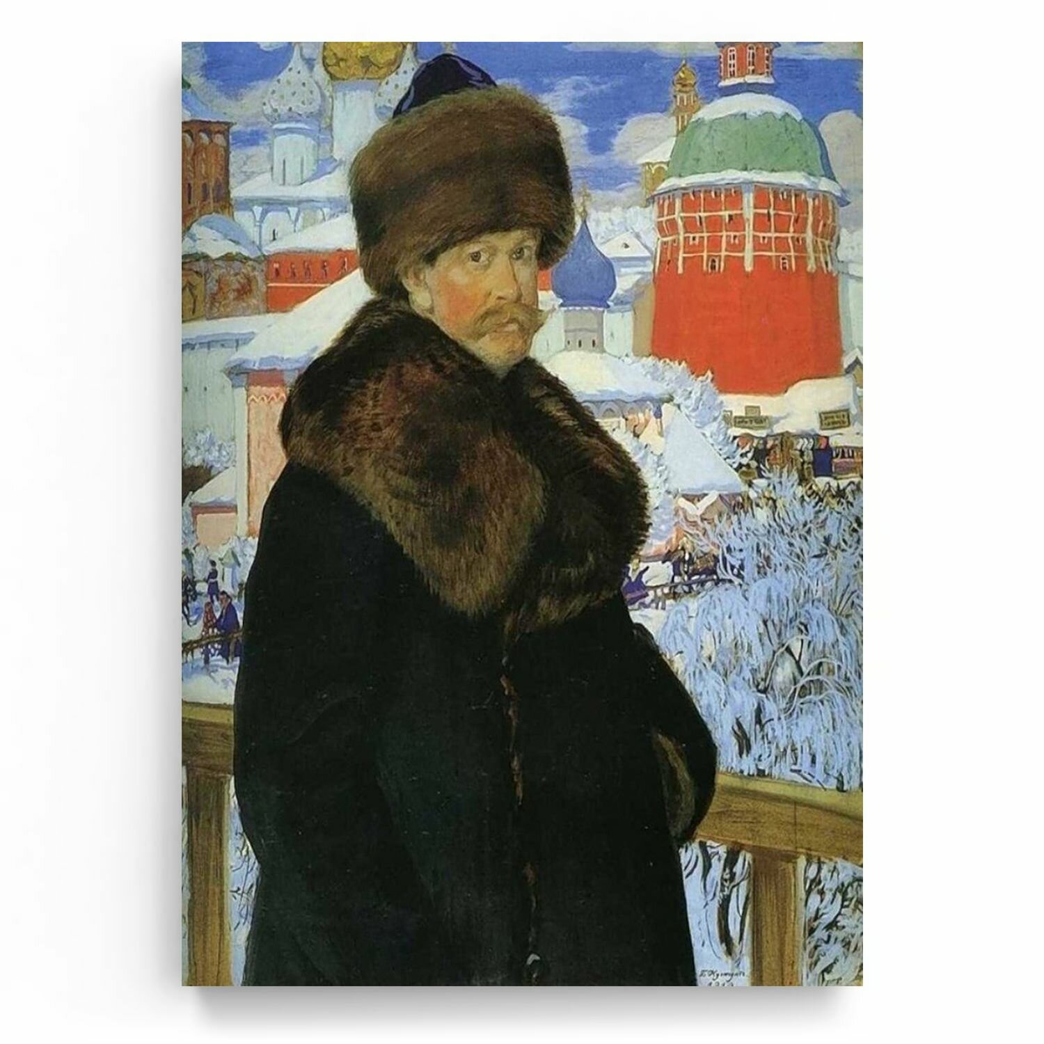 Картина / репродукция, Борис Кустодиев "Автопортрет", 60х80 см.