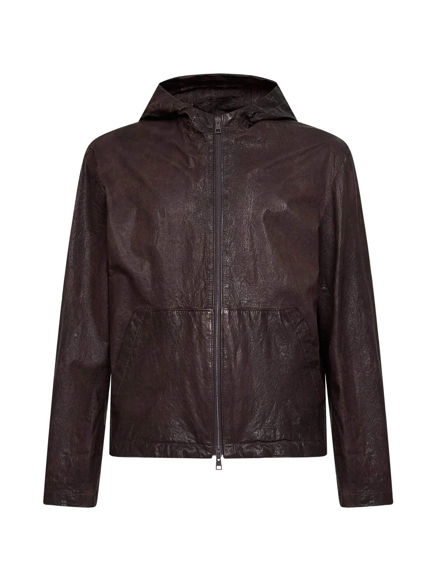 Куртка Hooded crinkled leather jacket