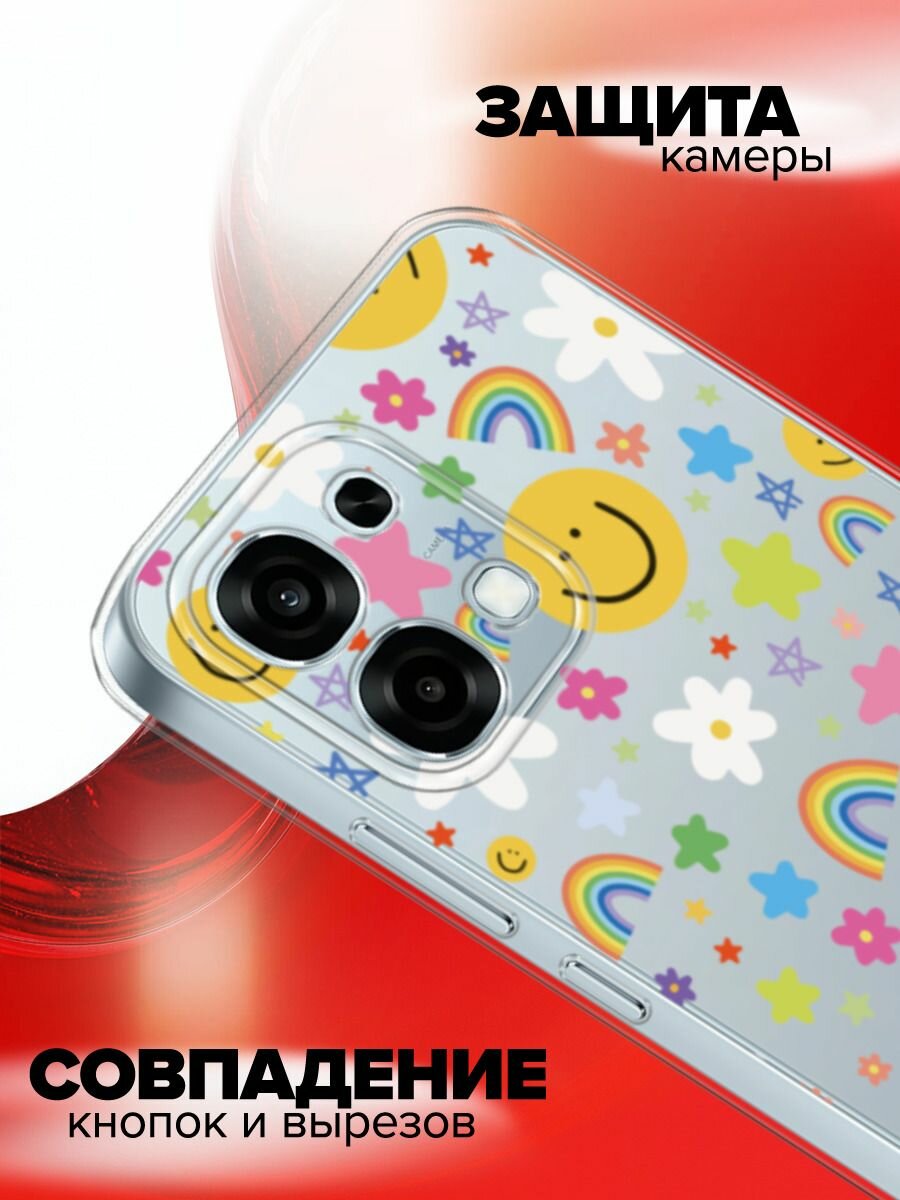 Чехол на Oppo A6 Pro / Оппо A6 Про с принтом Детский принт со смайликом — фото 1