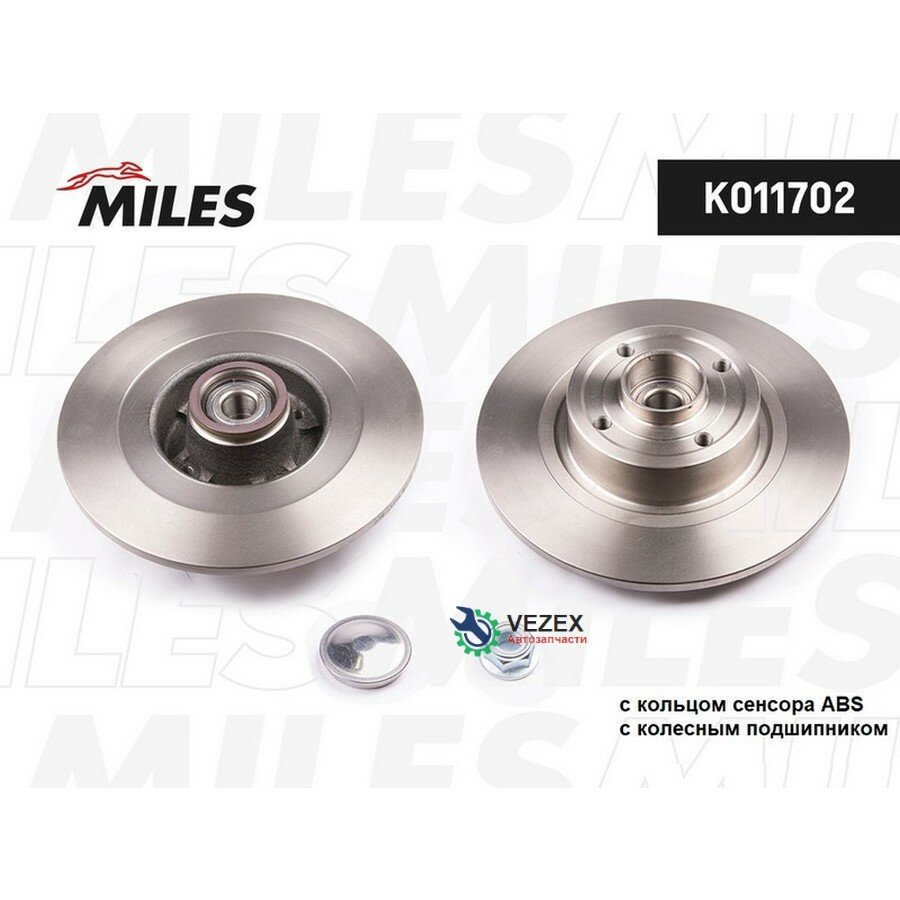 MILES K011702 Диск тормозной задний с подшипником RENAULT MEGANE II/SCENIC II 03- (TRW DF4414BS) K011702