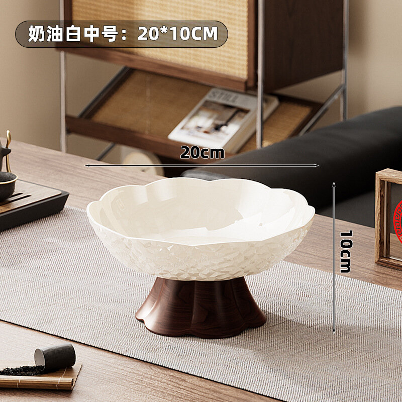 Фруктовница в винтажном стиле с имитацией текстуры дерева, пластиковая подставка на высокой ножке для чайного столика, фруктовница с дренажем, подставка для сухофруктов, конфет и закусок.