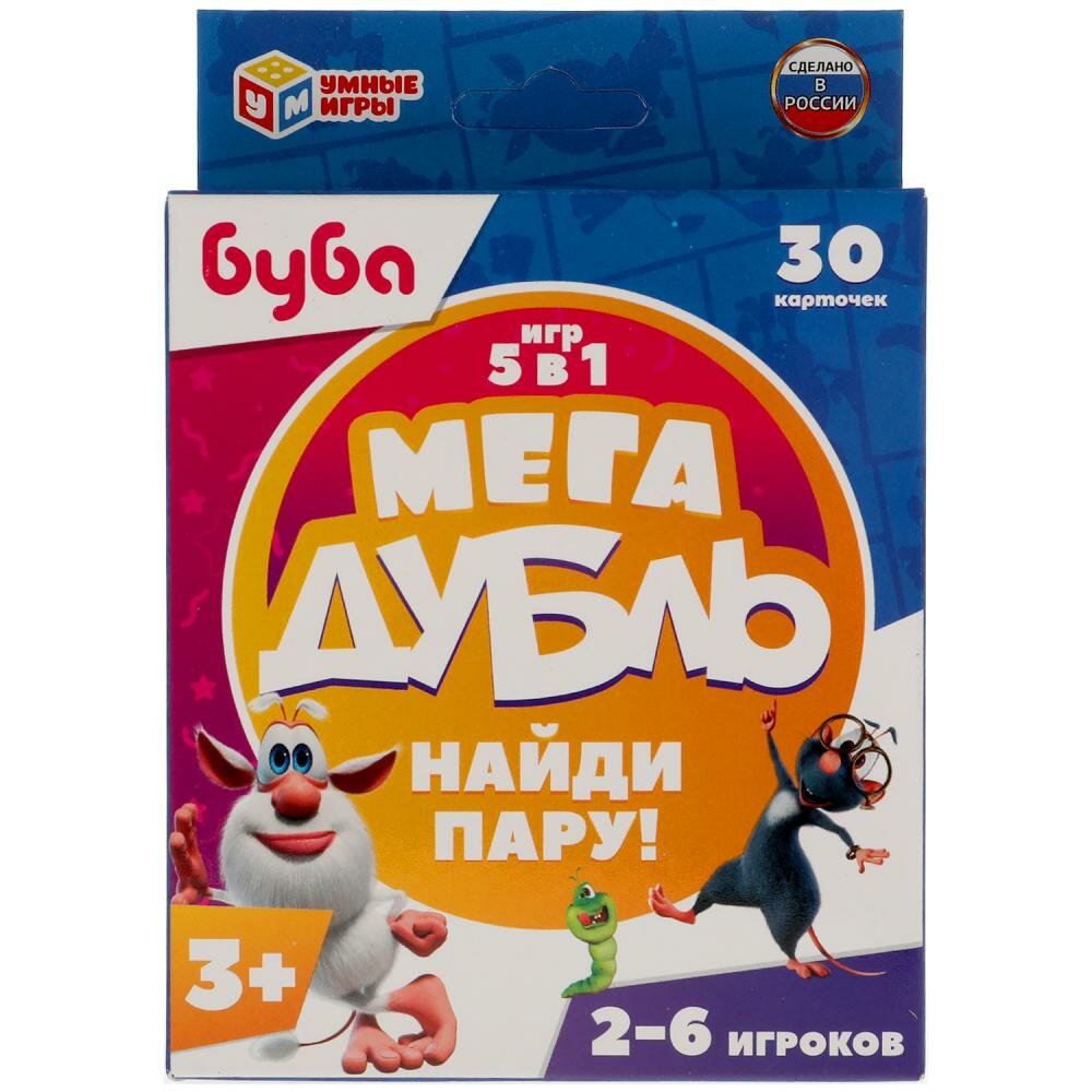 Карточная игра Умные игры Буба, Найди пару, Мега дубль, 5 в 1, 30 карточек (4680107921543)