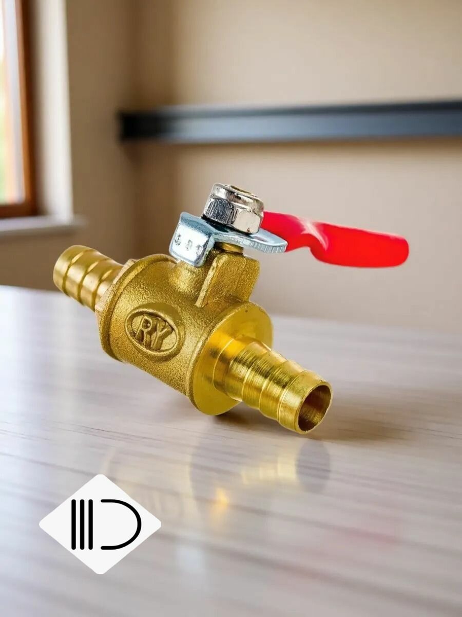 Шаровой кран Pegas pneumatic латунь, елочка, под шланг, 8x8 мм 4411