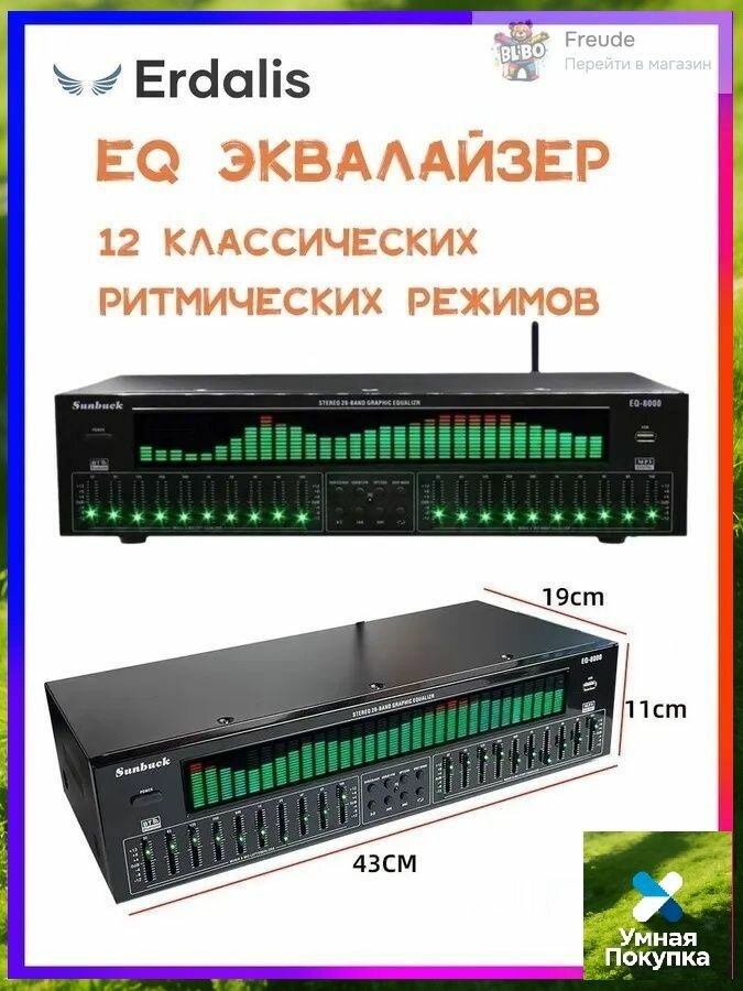 Эквалайзер SUNBUCK EQ-8000 High-Mid-Low, стерео, домашний аудиофильский процессор эффектов для караоке/KTV, сценическая акустическая система, черный