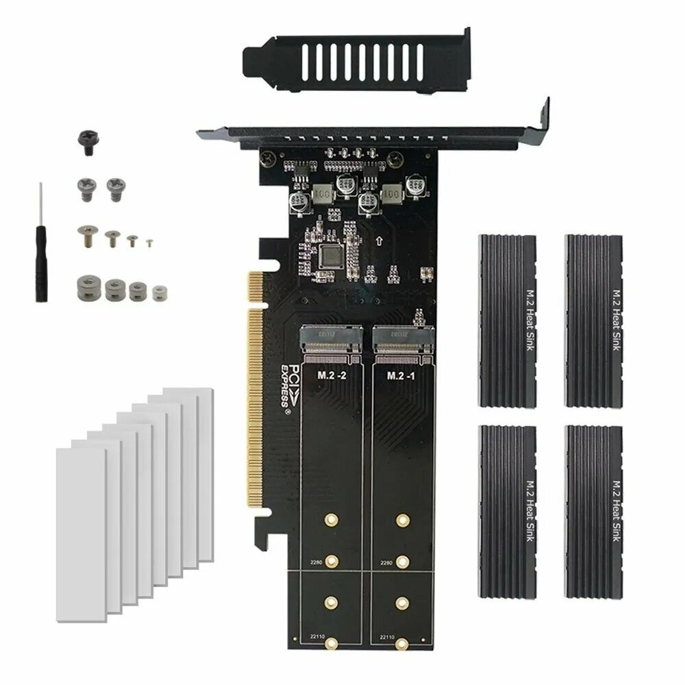 Новая плата адаптера PCIe - M2 X16 4-портовый NVME M Key SSD-конвертер M.2 PCI Express VROC Expansion