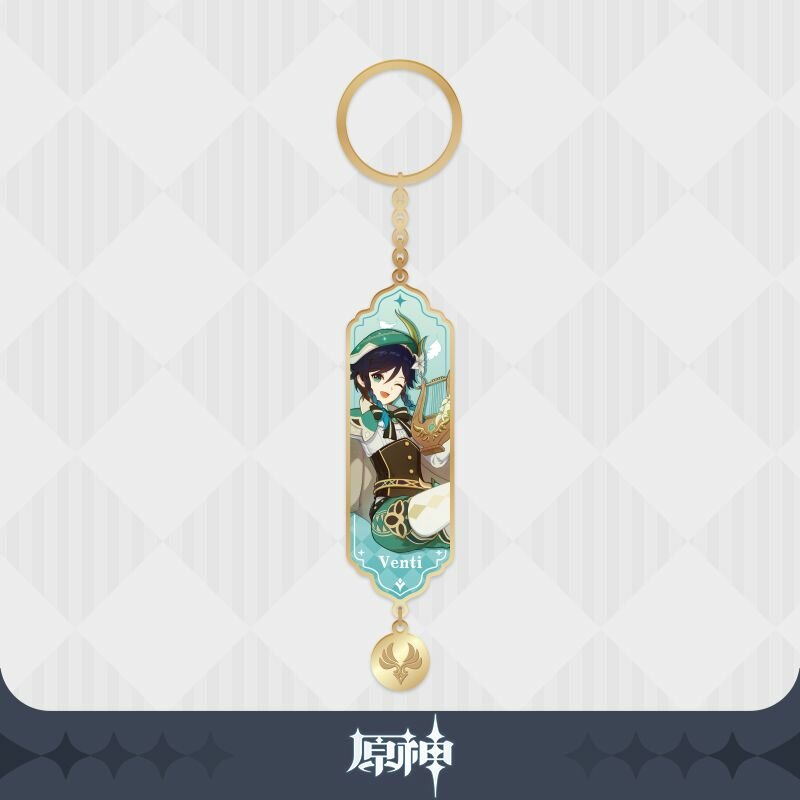 Геншин Импакт Металлический брелок Genshin Impact Венти из серии Ветреный бард, подарок для фанатов