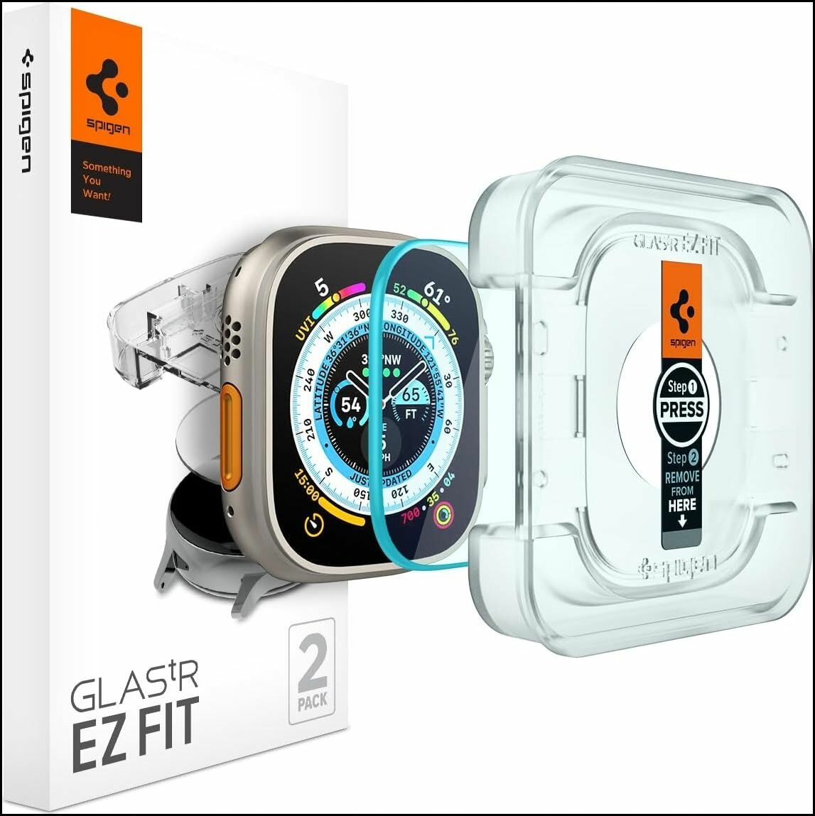 Spigen Защитное стекло GlasTR EZ FIT для Apple Watch Ultra 3/2/1 (49mm) 2 шт. 9H