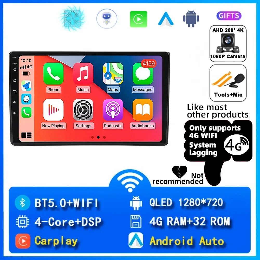 9-дюймовая автомагнитола Android 15 для Audi A4 II 2 B6 III 3 B7 2000-2009, S4 4G-32G CAM-01