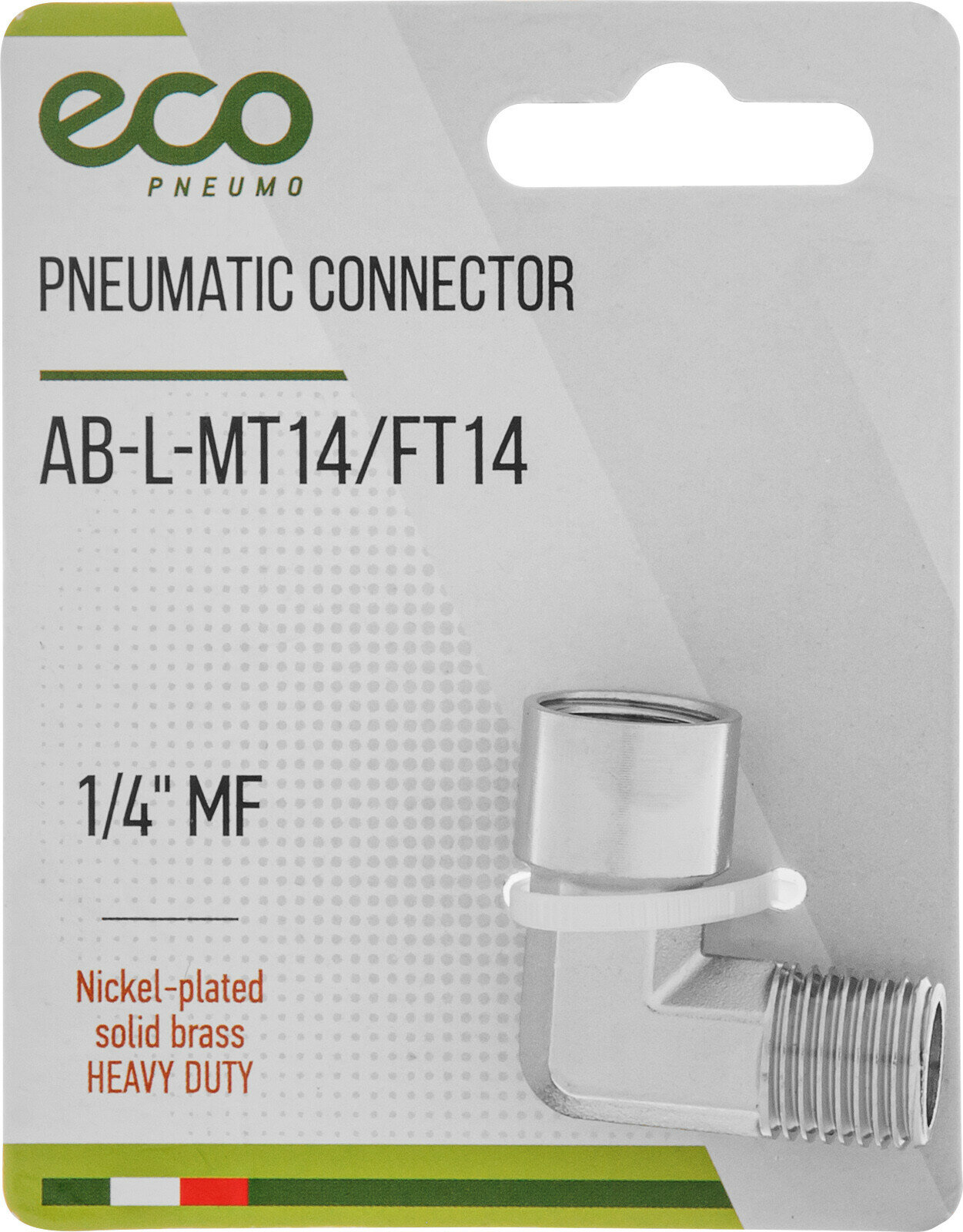 Переходник для труб L-образный внутренняя резьба 1/4" наружная резьба 1/4" ECO (AB-L-MT14/FT14)