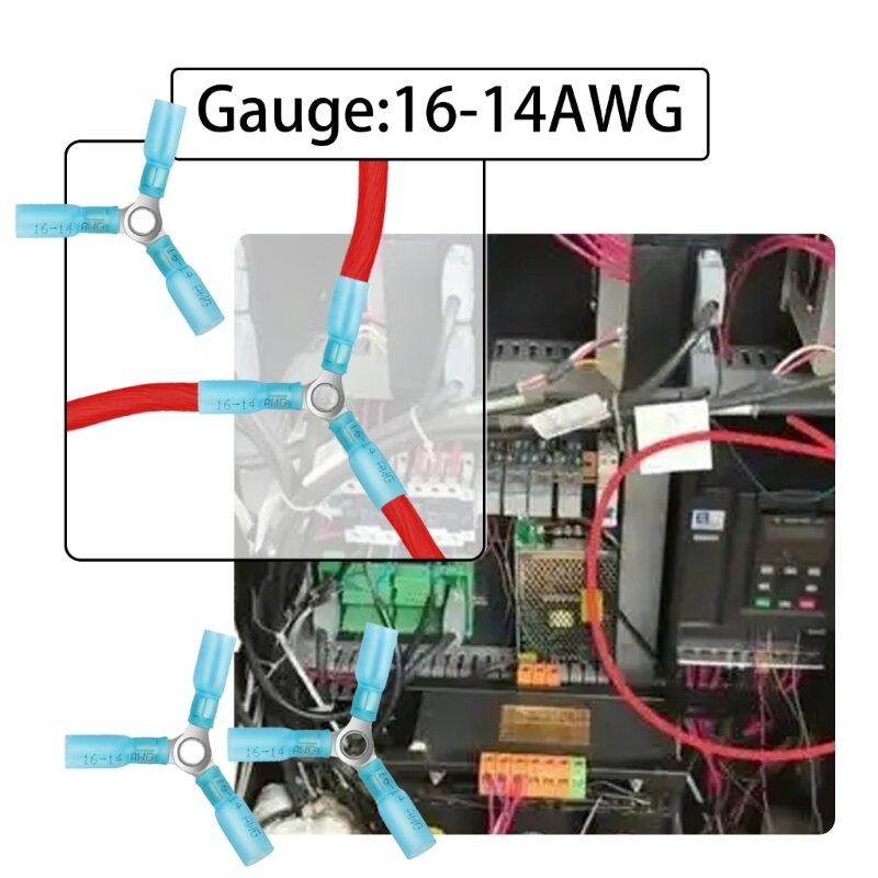 20 шт./комплект, круглый предварительно изолированный тройник клеммной колодки холодного прессования 16-14AWG синего цвета