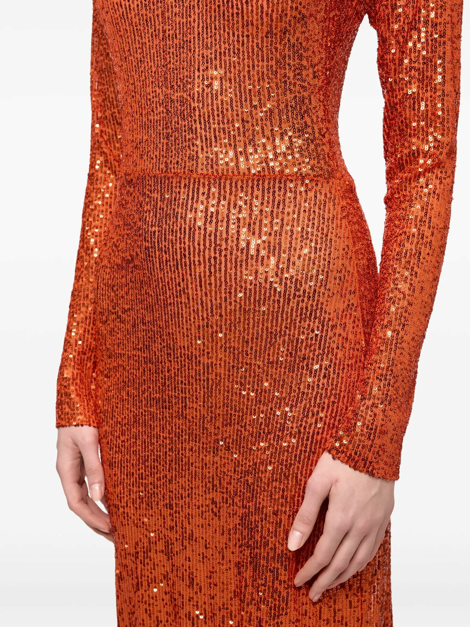 Платье ATU BODY COUTURE Sequin-embellished maxi dress, размер M, orange — фото 1