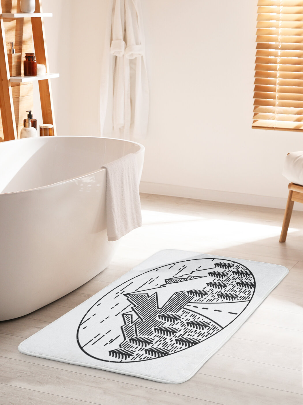Коврик для ванной комнаты и туалета противоскользящий "Дорога в горы" 60х100 см, JoyArty