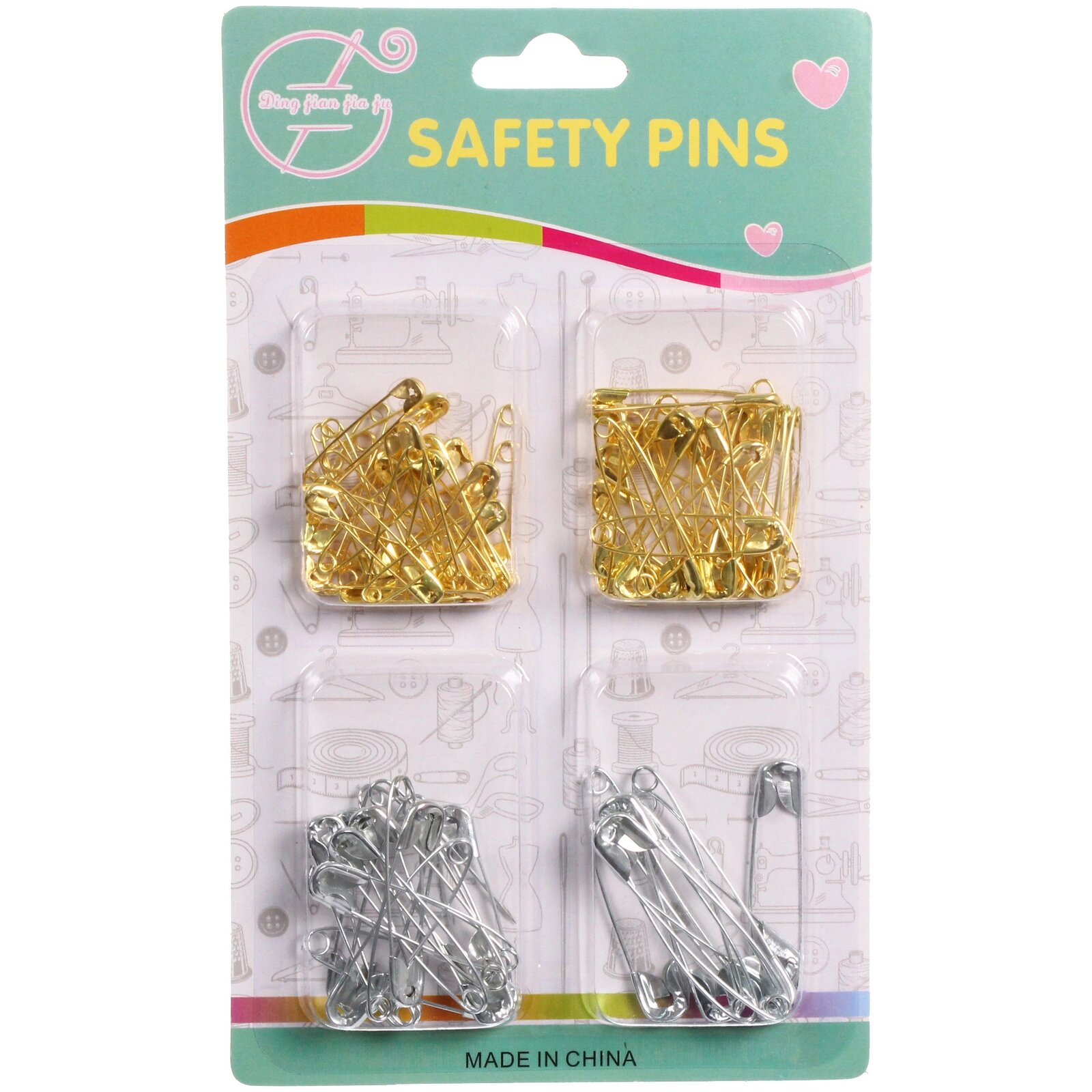 Булавки английские 55-85шт «Favorite Hous», золото/серебро, 0-4 дюйма