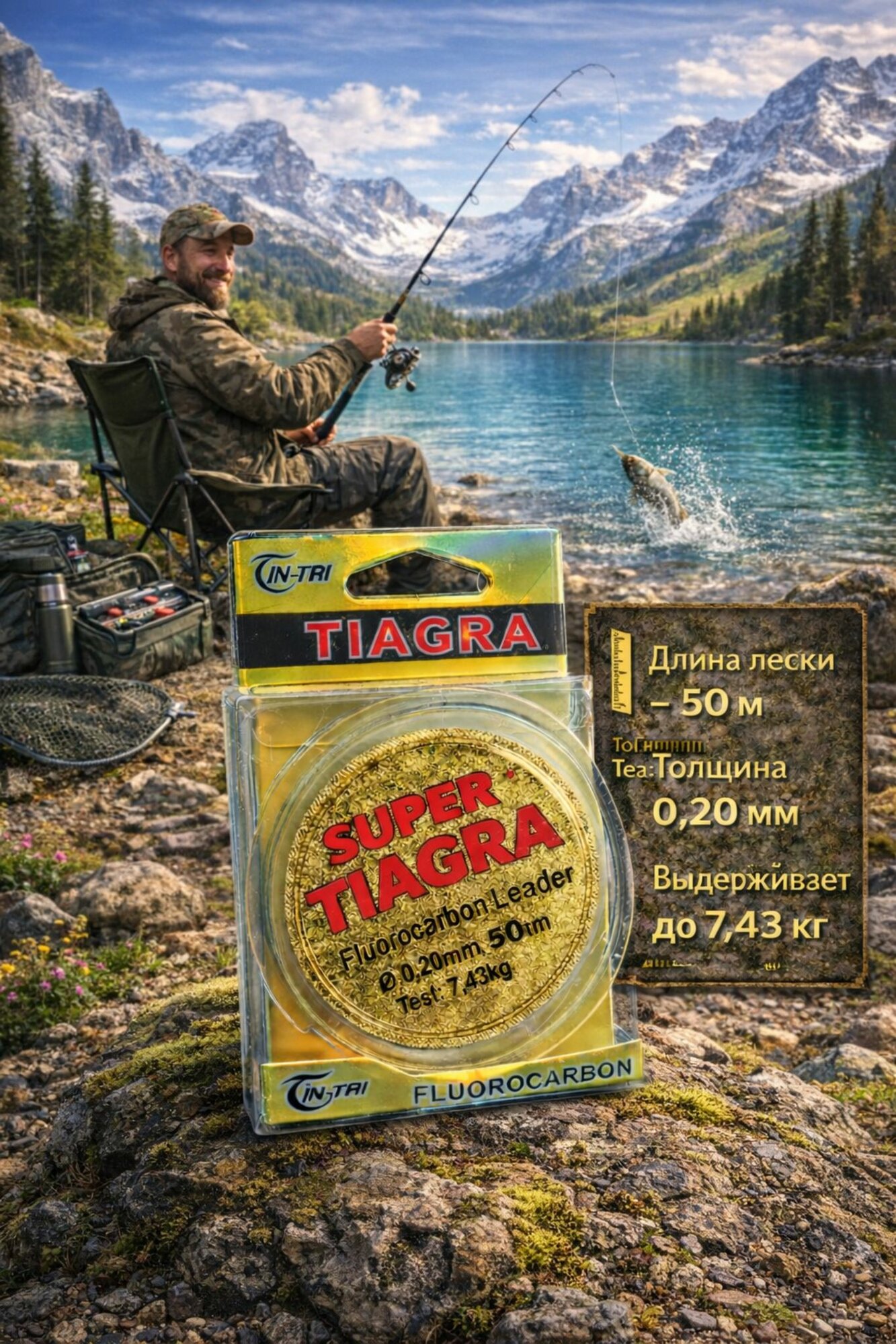 Флюрокорбонова леска Тиагра 0,2 50 метров