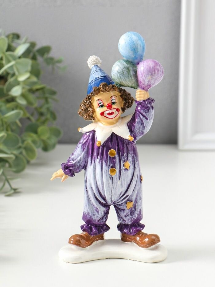Фигурка полистоун Клоун с воздушными шариками , сине-фиолетовый, 10 6.5 19.5 см