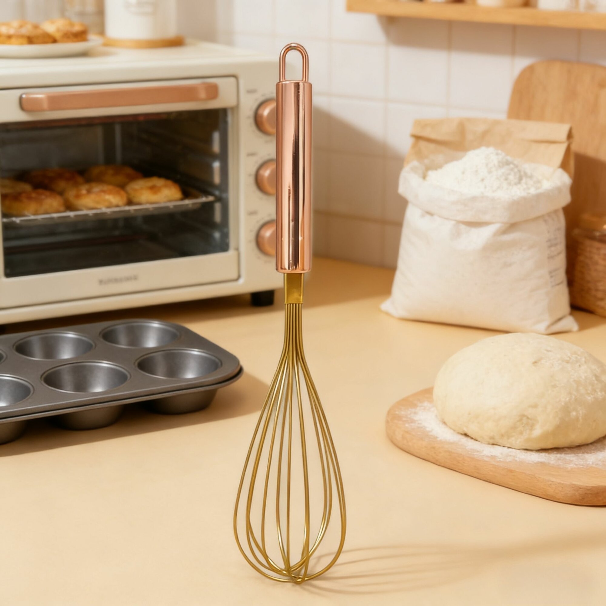 Венчик, двухцветный, нержавеющая сталь, мытье в посудомоечной машине, длина 33.5 см, вес 128 грамм.