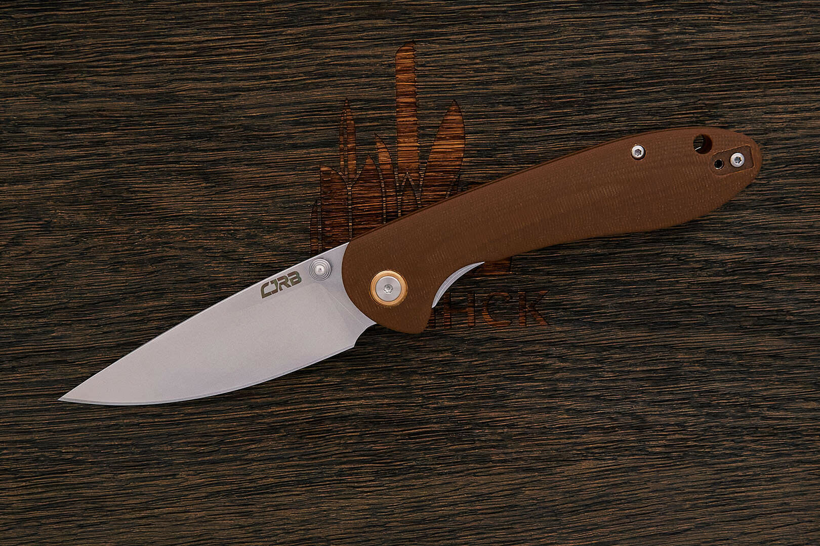 Нож складной CJRB Feldspar, клинок 89мм, сталь D2, рукоять G10 коричневый