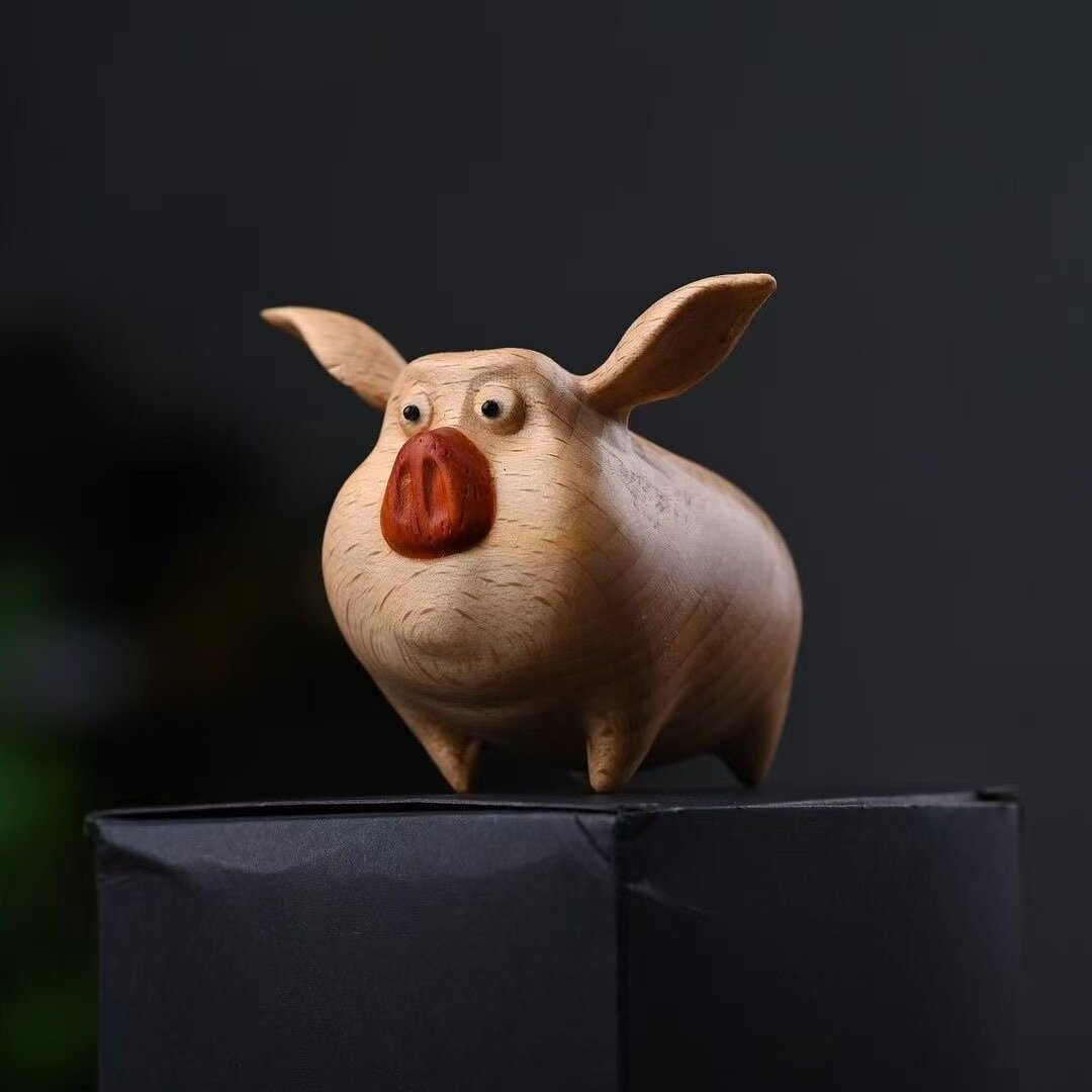 Новый декоративный предмет в китайском стиле из массива клена в виде летающей свиньи Тай И Чжэньжэнь, украшение для рабочего стола в кабинете, трехмерный дизайн, тонкая резьба по массиву дерева.