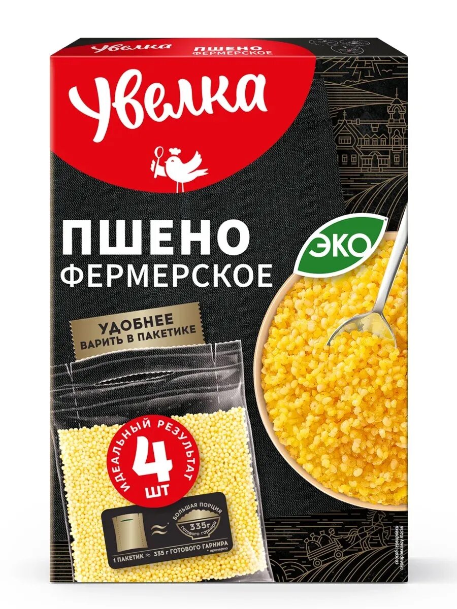 Пшено Фермерское в пакетиках 4х80г, 320 г, крупа на гарнир и кашу