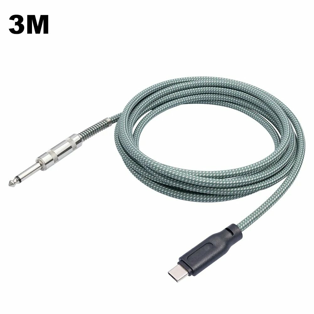 Аудиокабель 6.3 мм/USB Type-C, 2.6 м, зеленый