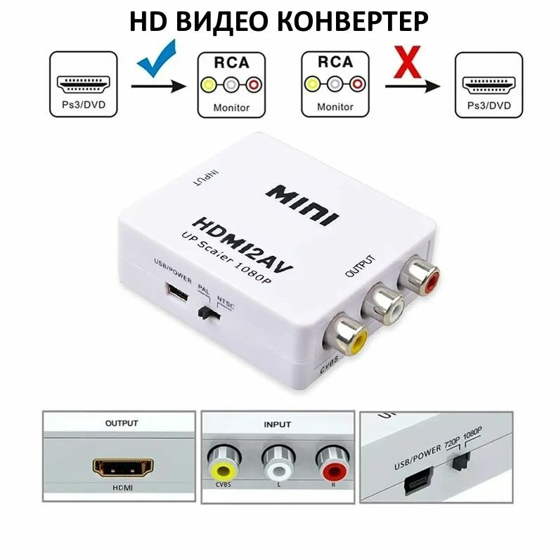 Видео конвертер переходник mini HDMI2AV