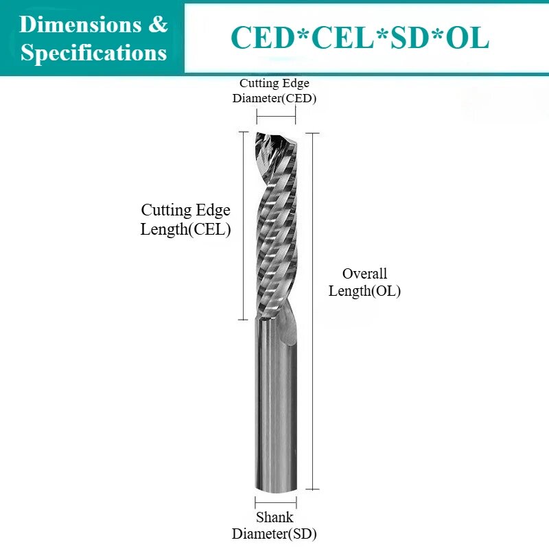 JRDS Спиральная фреза 3.175/4/5/6/8 мм для 3D фрезеров 1 PCS, 1.5x12x3.175x38