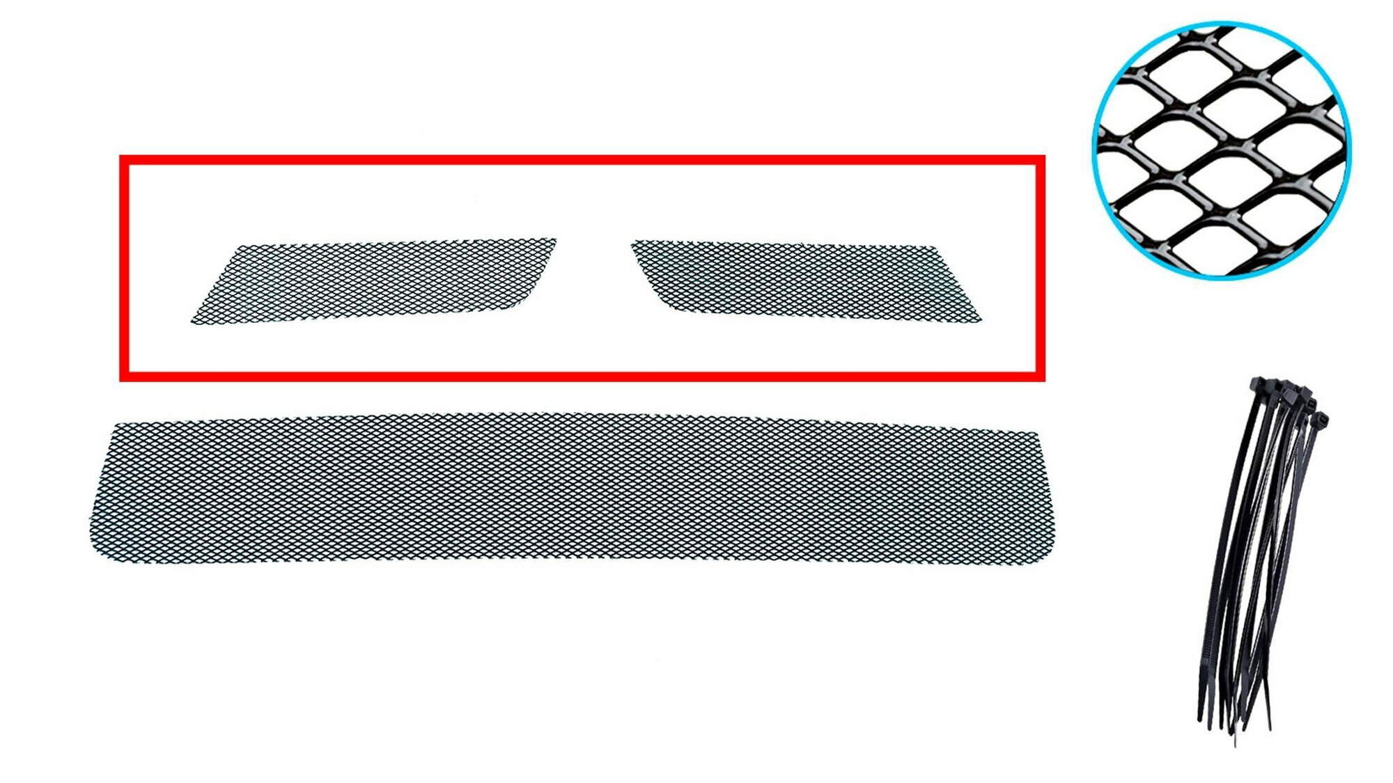 Защитная сетка радиатора для MITSUBISHI LANCER 2007-2011 (X), верх, 2шт