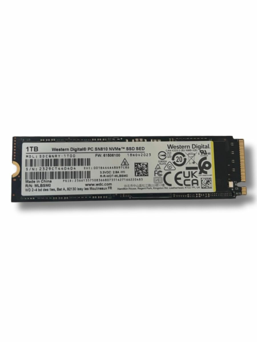 SSD накопитель диск 1 ТБ Western Digital PC SN810 1TB PCIe NVMe M.2 2280