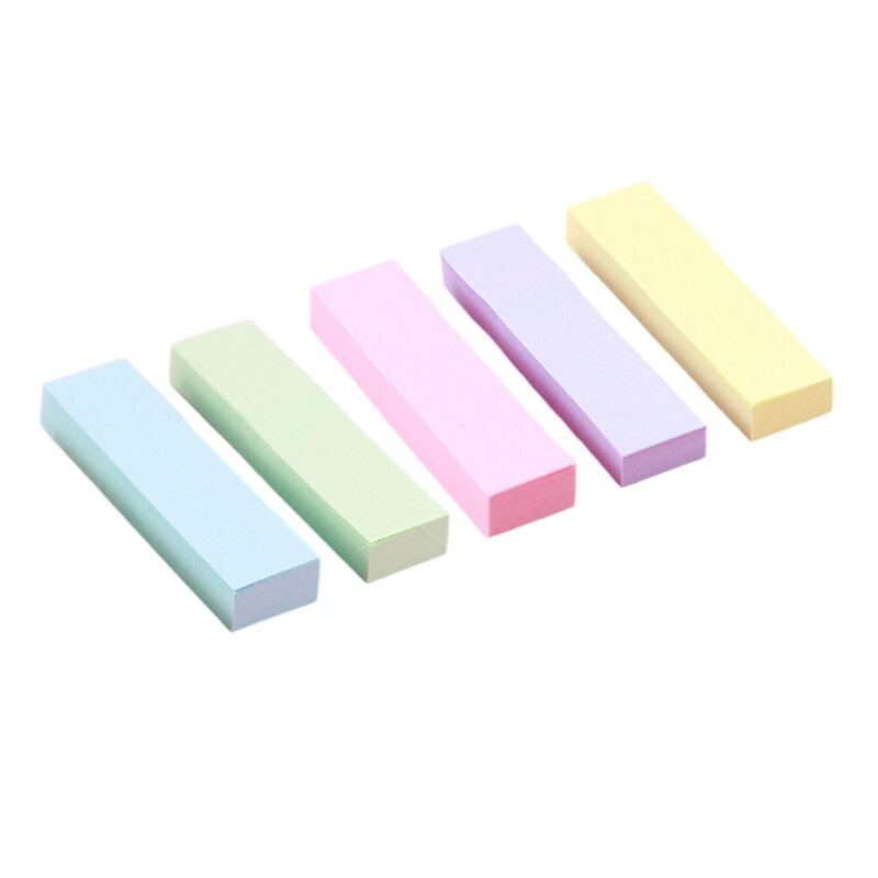 5шт Красочный Блокнот Для Заметок Перемещаемый Клейкий Блокнот 76x20 мм Memopad Для Офиса Школьной Организации Всего 500 Листов