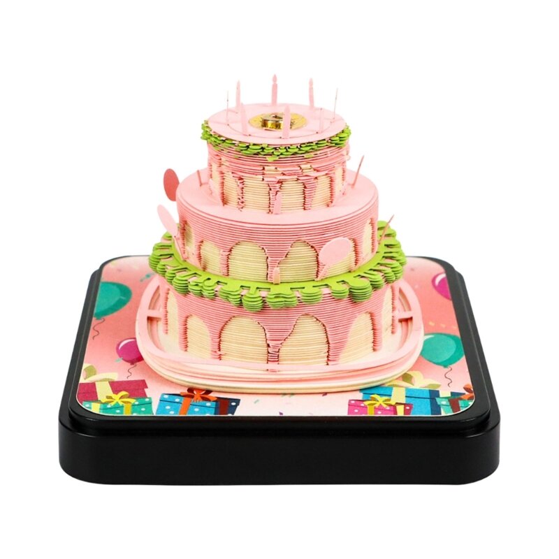 2026 Часы Календарь Настольный Орнамент Бумажная Скульптура Календарь Праздничного Торта Разрываемая Бумага для Заметок для Ежедневного Планирования