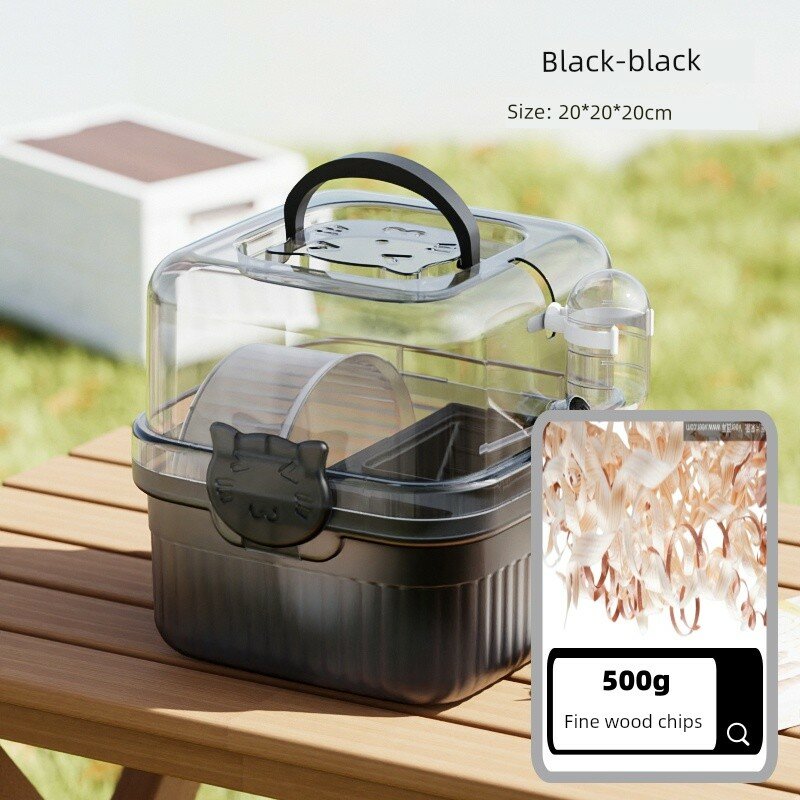 Черная клетка для хомяков с 500 г премиум наполнителем, комплект для путешествий