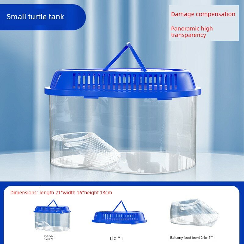 Портативный мини-аквариум для черепах с крышкой, компактная переноска для маленьких рептилий, домашний аквариум для