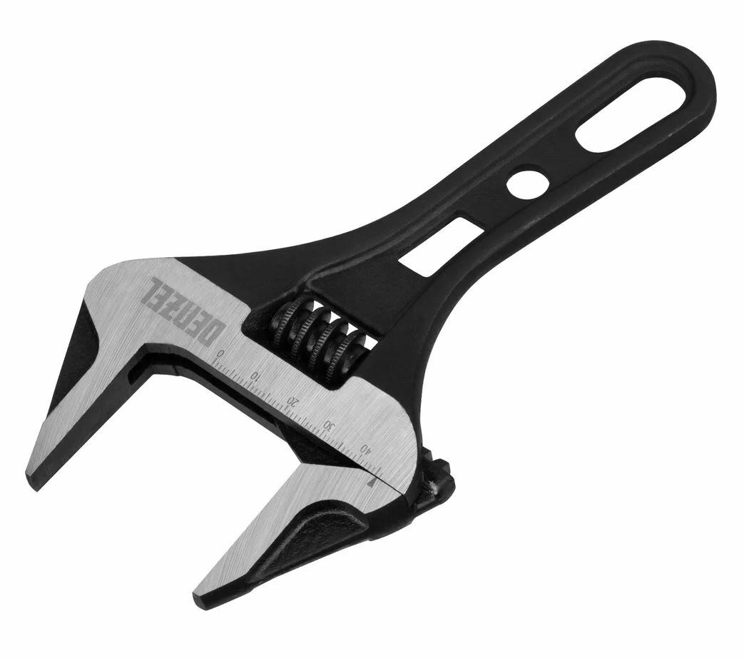 Ключ Denzel разводной 185 мм, crv, кованый, укороченная рукоятка, арт. 15754