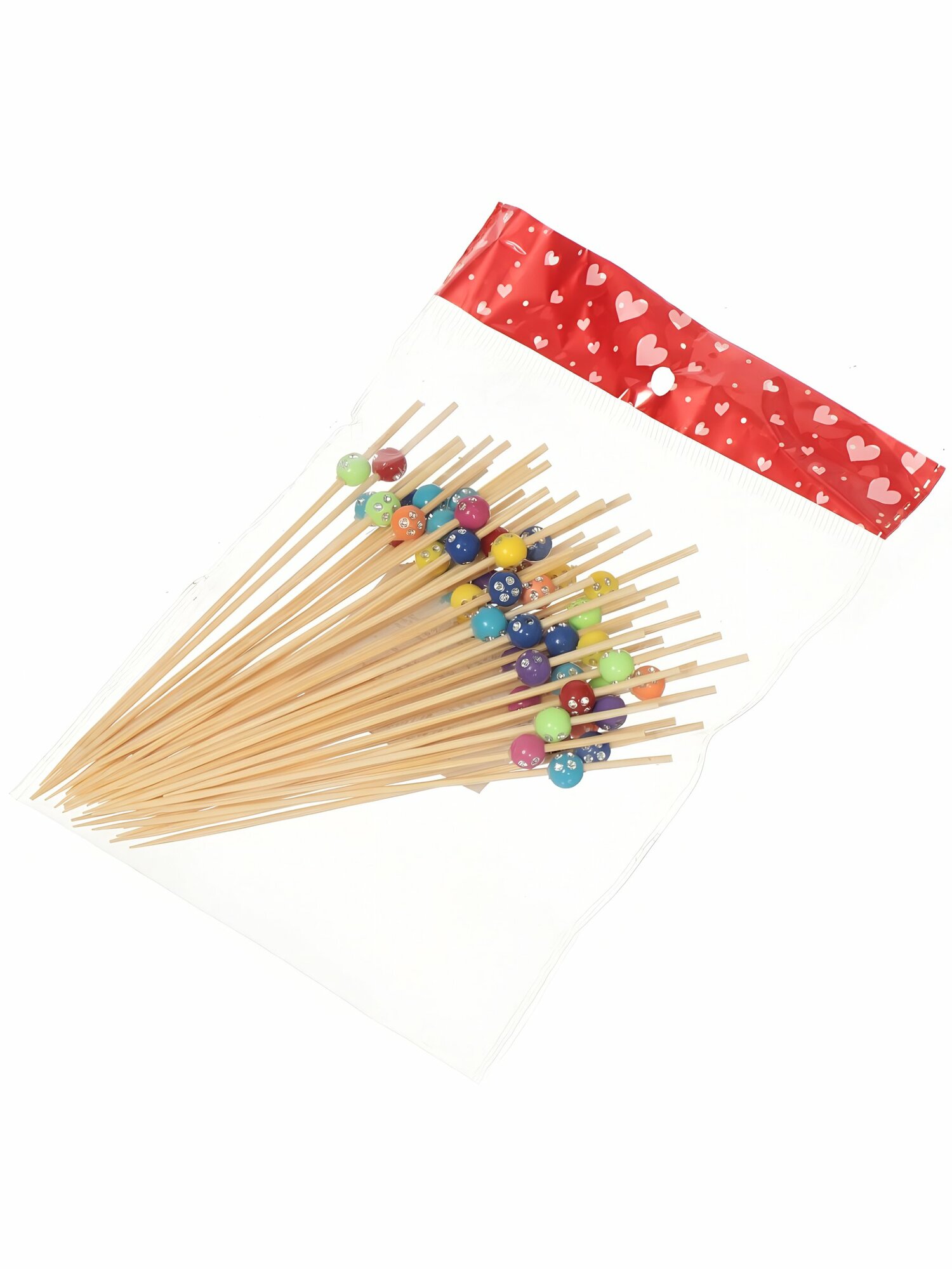Шпажки декоративные деревянные для канапе и закусок Шарики, 50 шт, разноцветные палочки для фуршета и праздника Y3-582