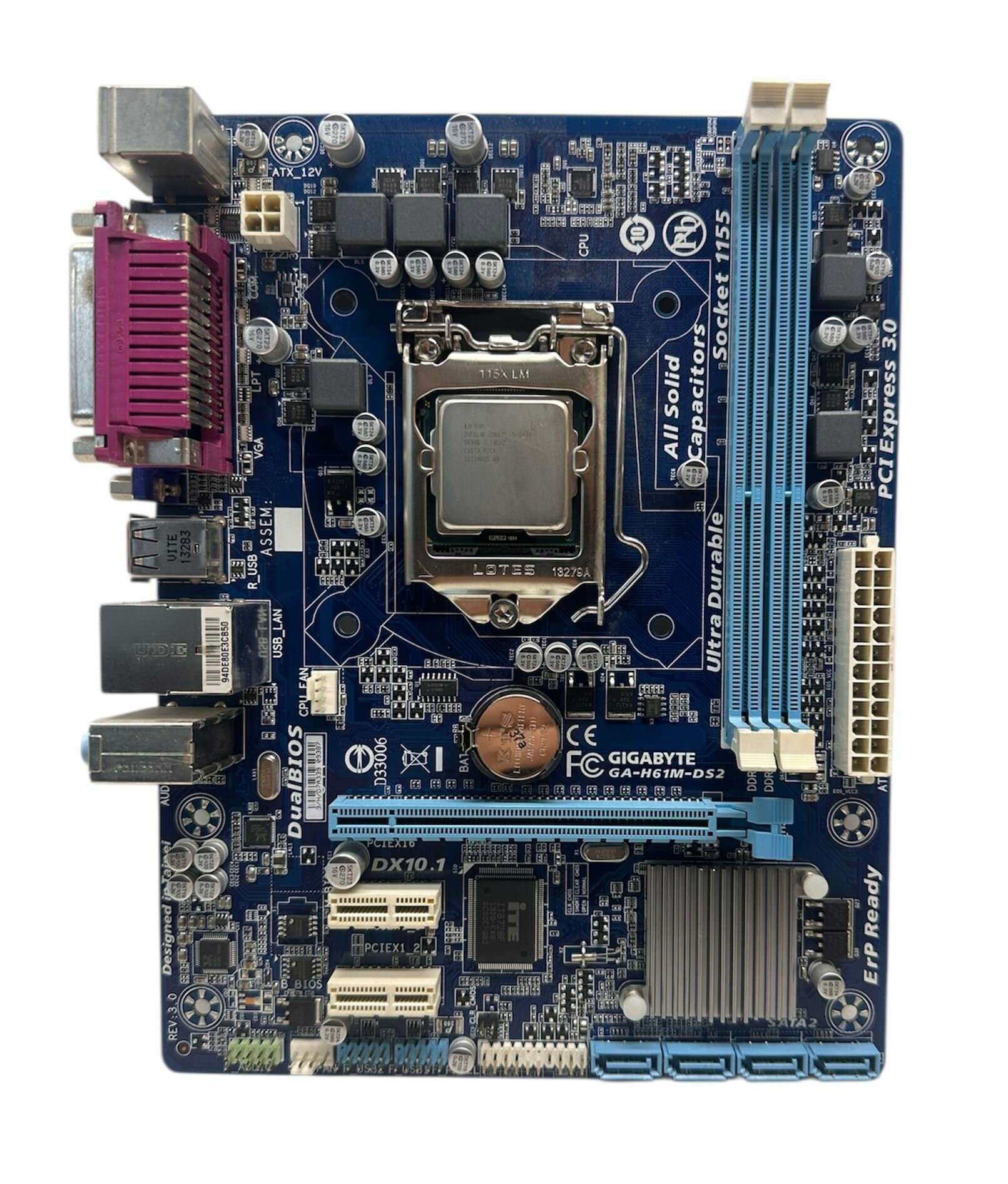 Материнская плата GA-H61M-DS2 +I5-2400 Socket 1155