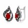 Серьги NEODA, серебро, 925 проба, оксидирование, рубин синтетический, марказит, ...