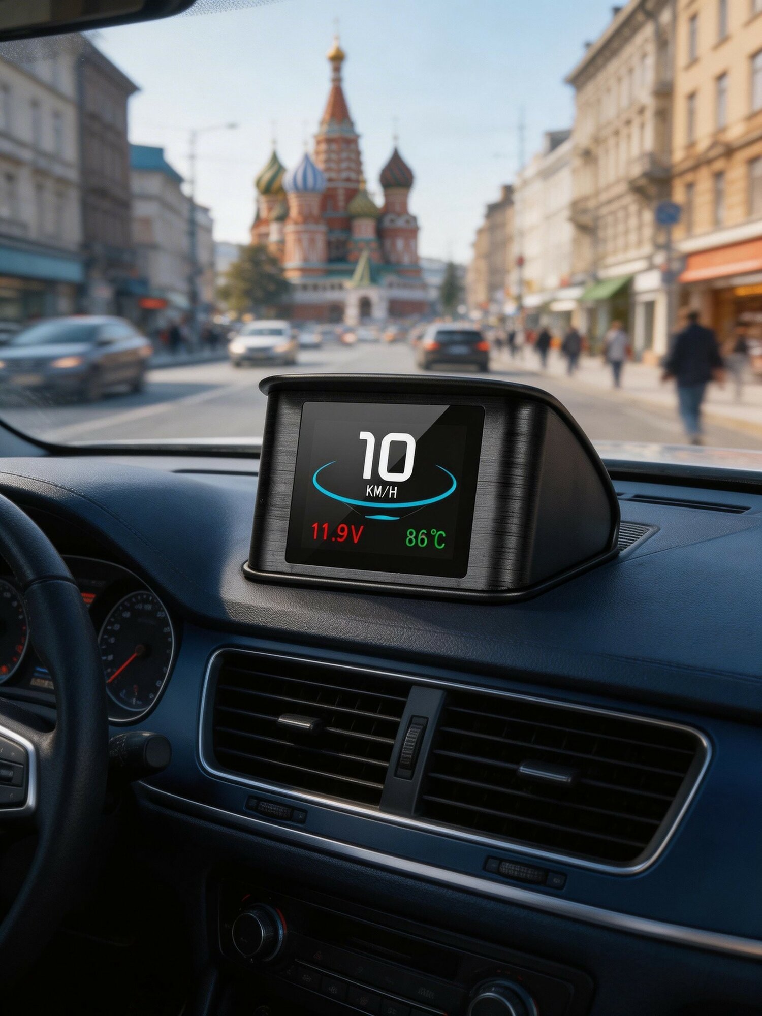 Бортовой компьютер HUD P10 OBD2 — спидометр, вольтметр, тахометр; чтение/сброс ошибок, контроль расхода и температуры