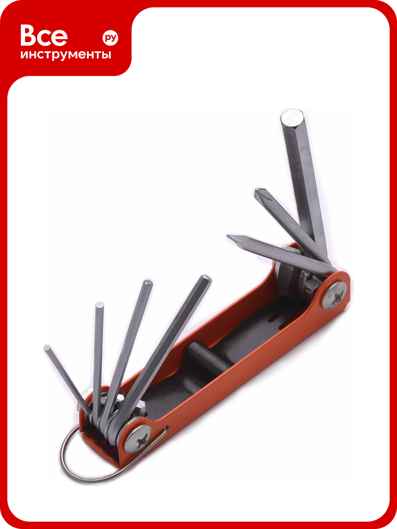 Набор имбусовых ключей HARDEN HEX, 1.5-8 мм, CRV, складные, сатин, 7 шт. 540610