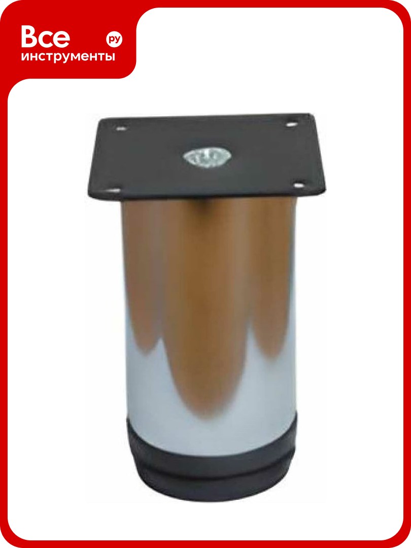 Мебельная ножка MFK-TORG регулируемая, диаметр 50 мм, высота 10 см, хром, крепление плоский черный квадрат 04 01 029 5010 Х ПЧК