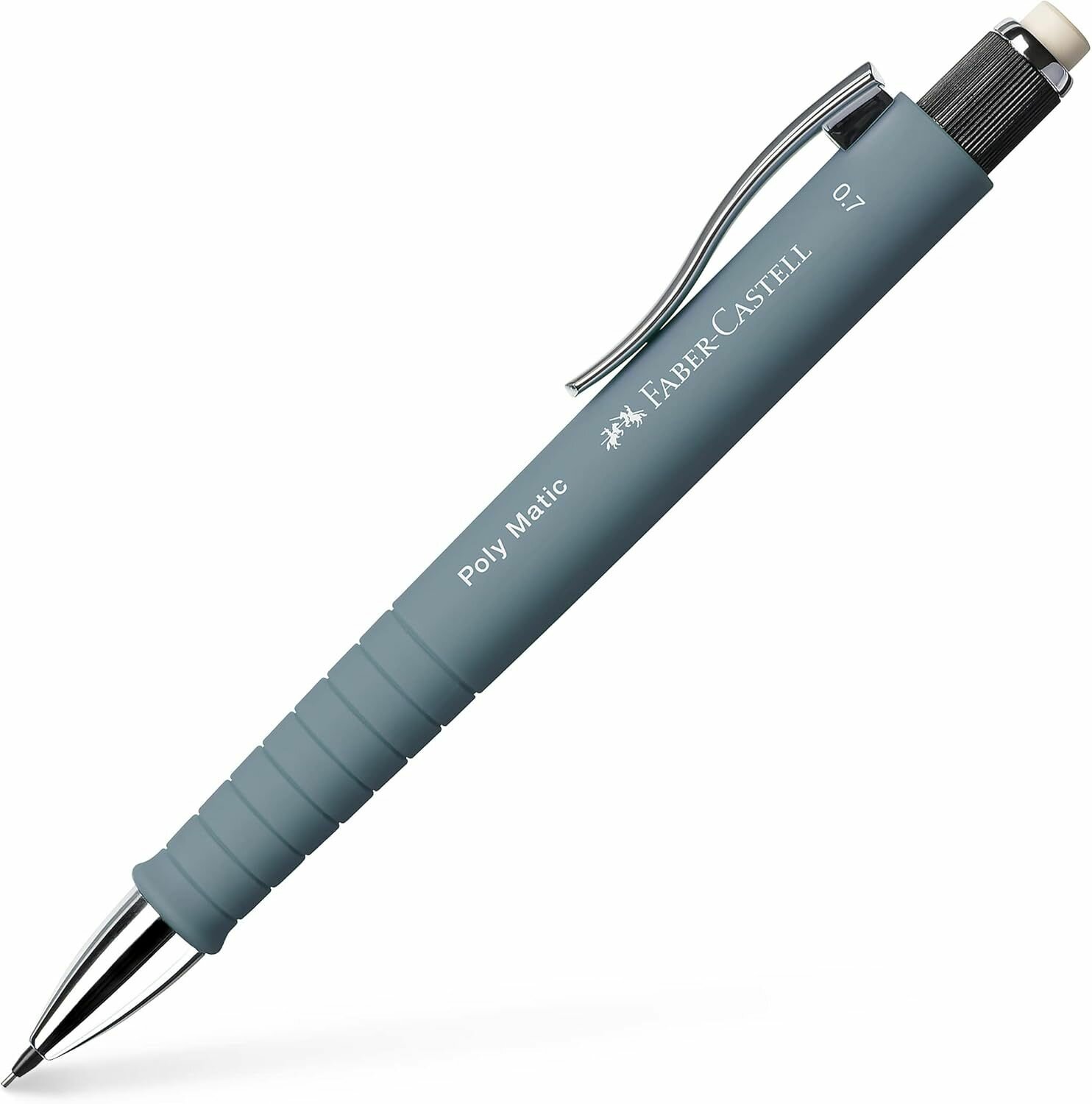 Карандаш механический 0,7 мм, Faber-Castell "Poly Matic", с ластиком, серый
