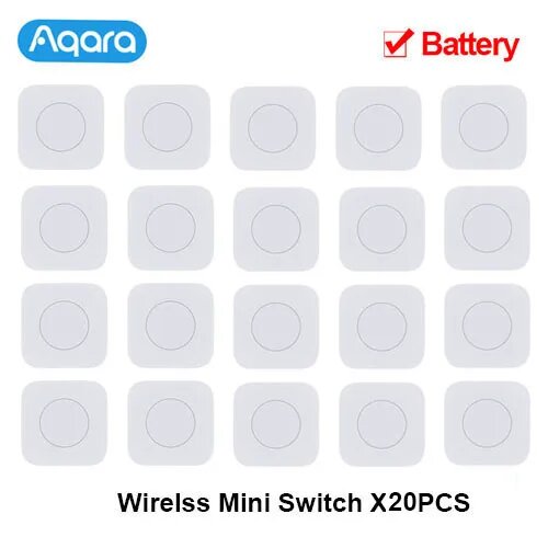 Датчик температуры Aqara, датчик движения Aqara, дверной датчик ZigBee, датчик дыма, умный дом, совместим с приложением Mi Home, HomeKit, дистанционное управление — Кнопка Aqara (20 штук)