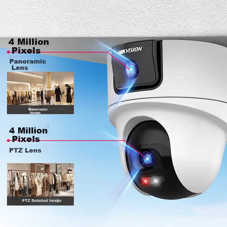HIKVISION беспроводная двойная камера для дома WiFi панорамный поворот 360° полное покрытие цветное ночное видение 8 МП