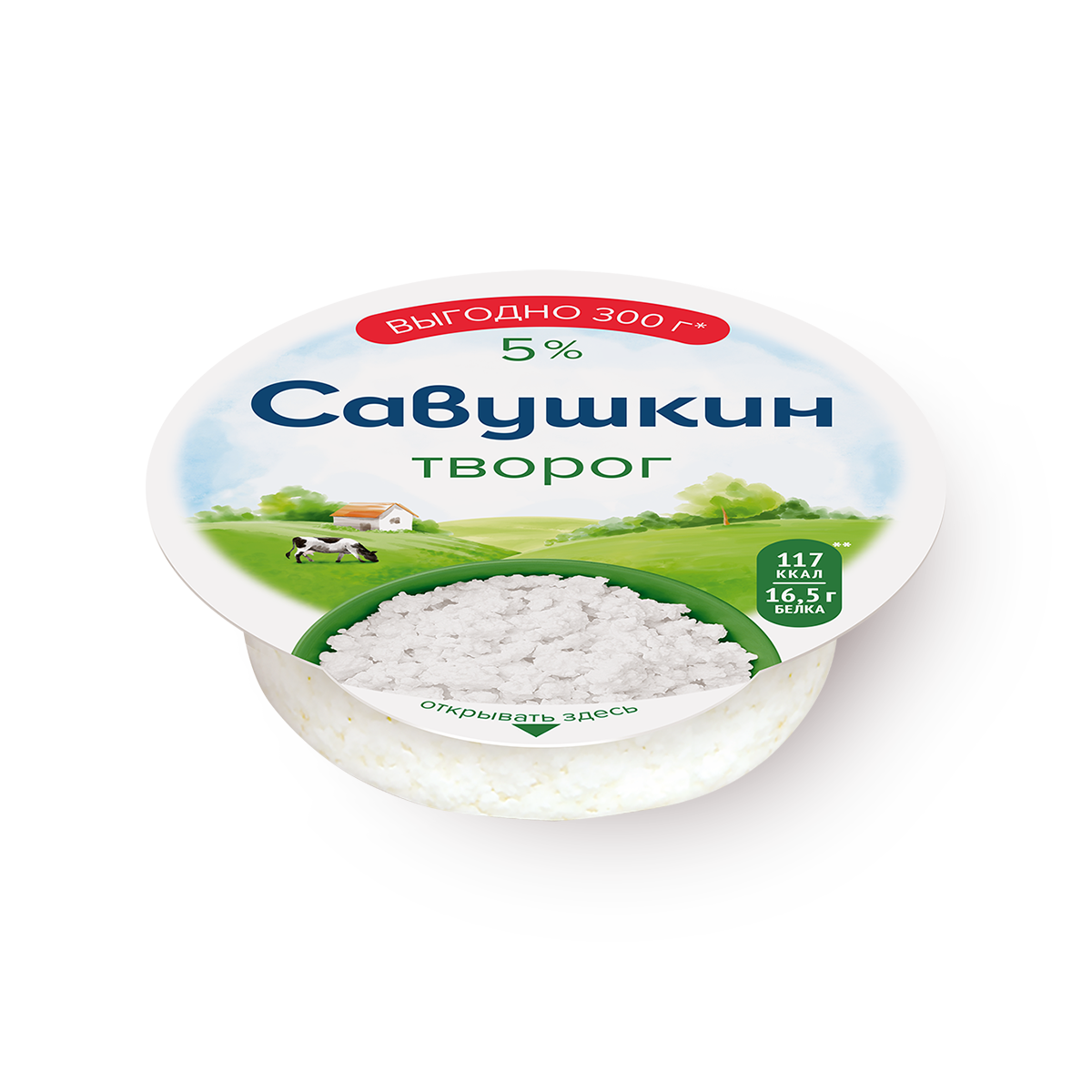 Творог Савушкин "Классический", 5 % жирности, 300 граммов, 1 упаковка