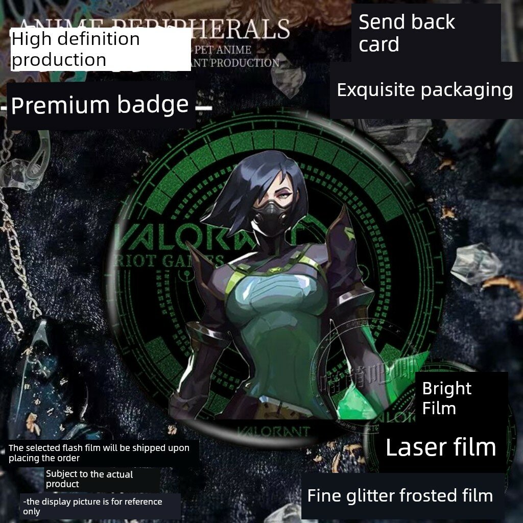 Значок Fearless Contract KO Valorant Phoenix Zero Steel Lock Poseidon Black Dream, мерч Valorant. viper_58-мм лазерная