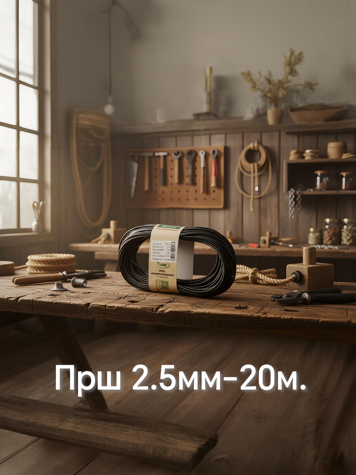 Трос металлополимерный ПРШ 2.5мм. 20м