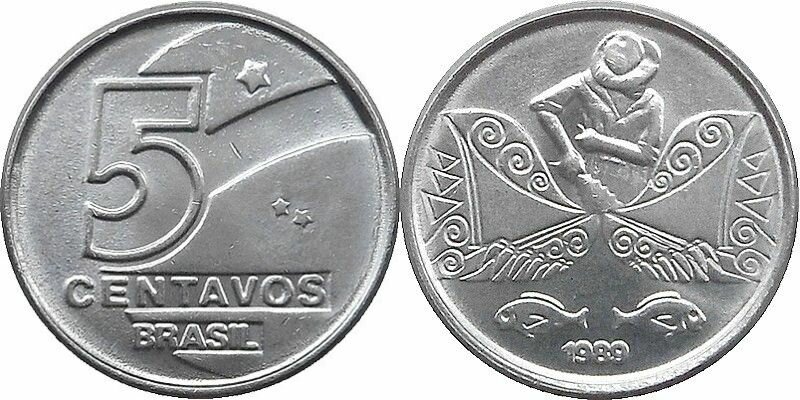 Бразилия 5 сентаво, 1989 - 1990 Шахтер UNC