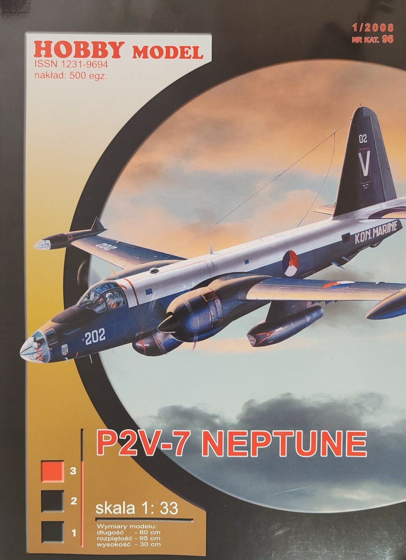 Сборная бумажная модель Патрульный самолет Lockheed P2V-7 NEPTUNE - HOBBY MODEL №96 (журнал)