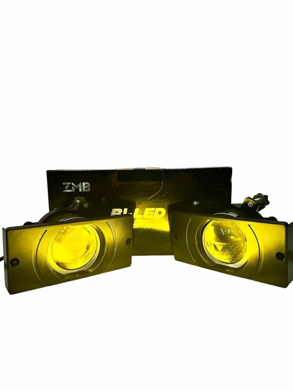 Линзованные LED птф Ваз 2110-2115 Niva Chevrolet 2 режима: белый/желтый